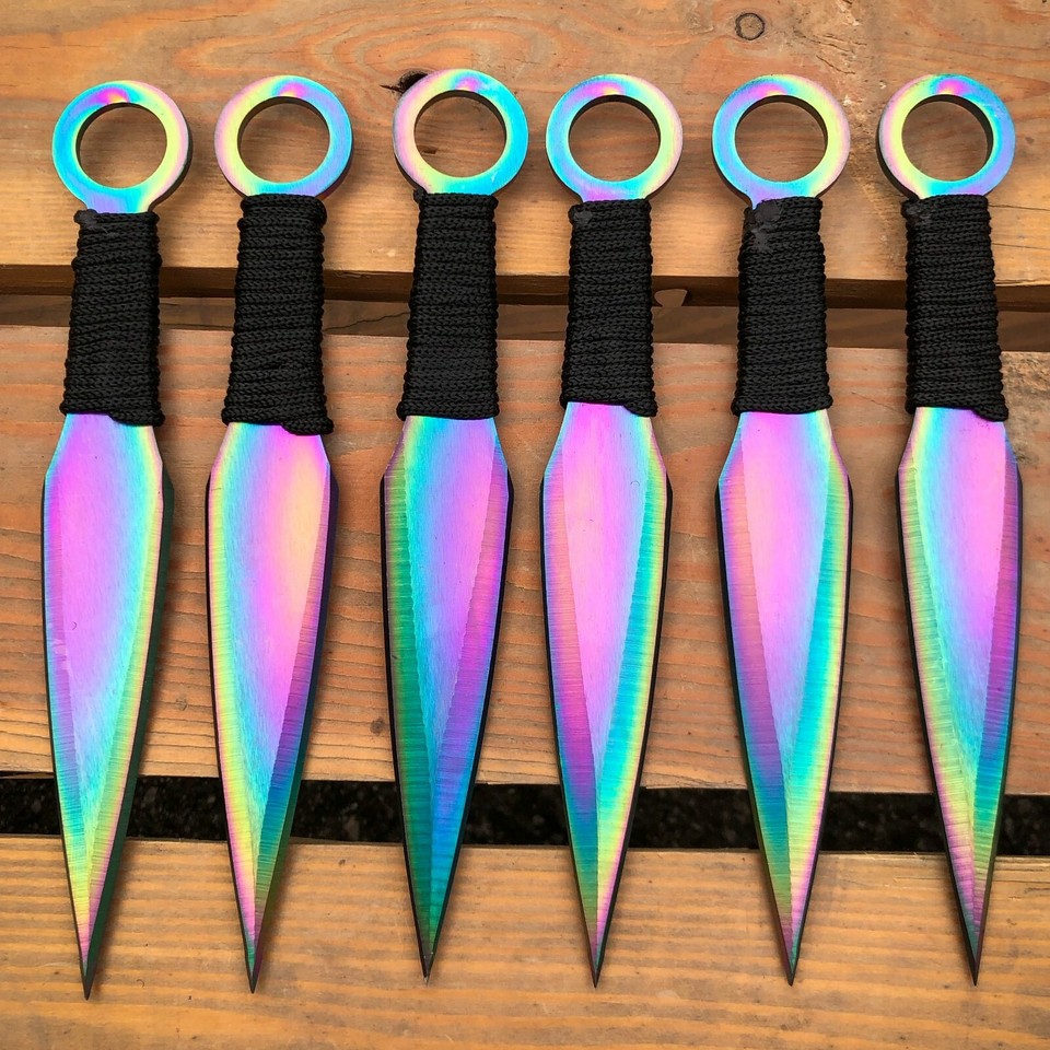 12PC Black Tactical Ninja Combat Ninjutsu Kunai Throwing Knife Set ...