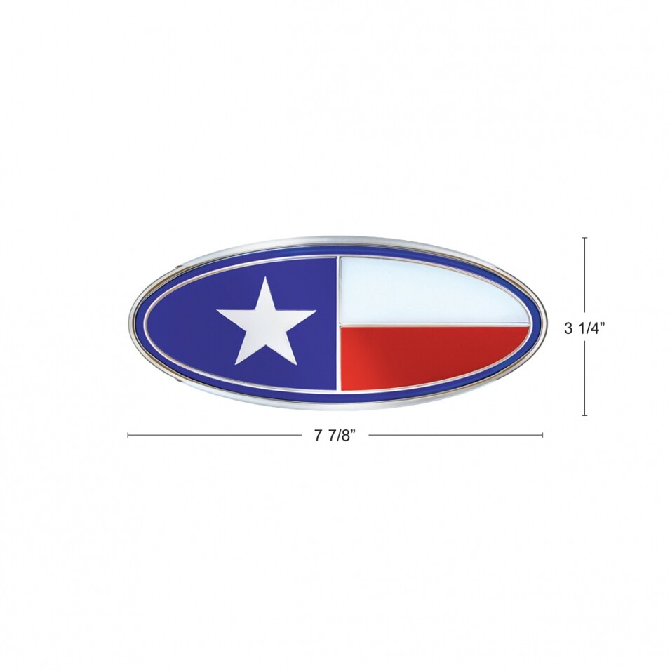 Peterbilt Texas Flag Chrome Metal Front Hood Emblem 7 7/8 inch x 3 1/4 ...