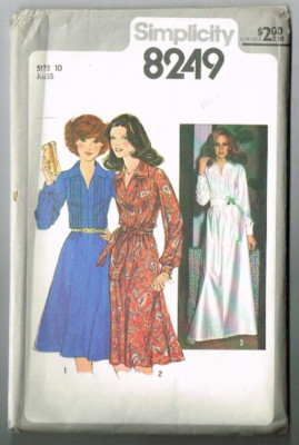 Dress Shirtwaist Style Pattern Simplicity 8249 Size 10 1970's Vintage ...