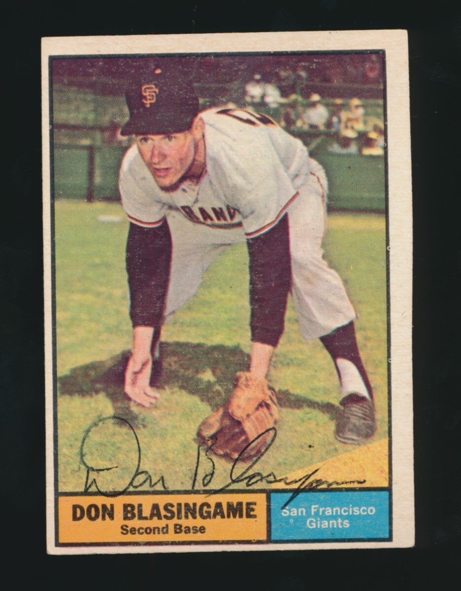 1961 Topps Baseball -#294 DON BLASINGAME (S. F. Giants) *AUTOGRAPHED* d ...