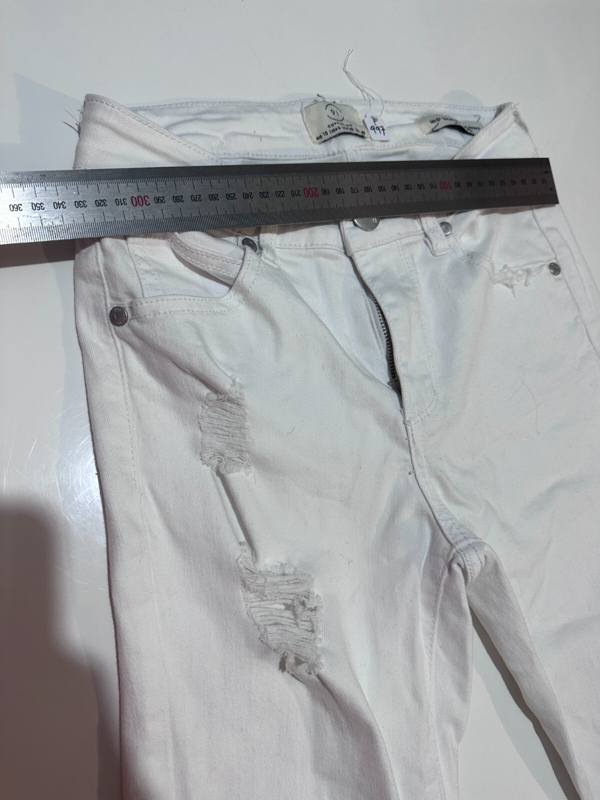 Cotton On Womens Mid Grazer Skinny White Distressed Jeans Size 10 Good ...