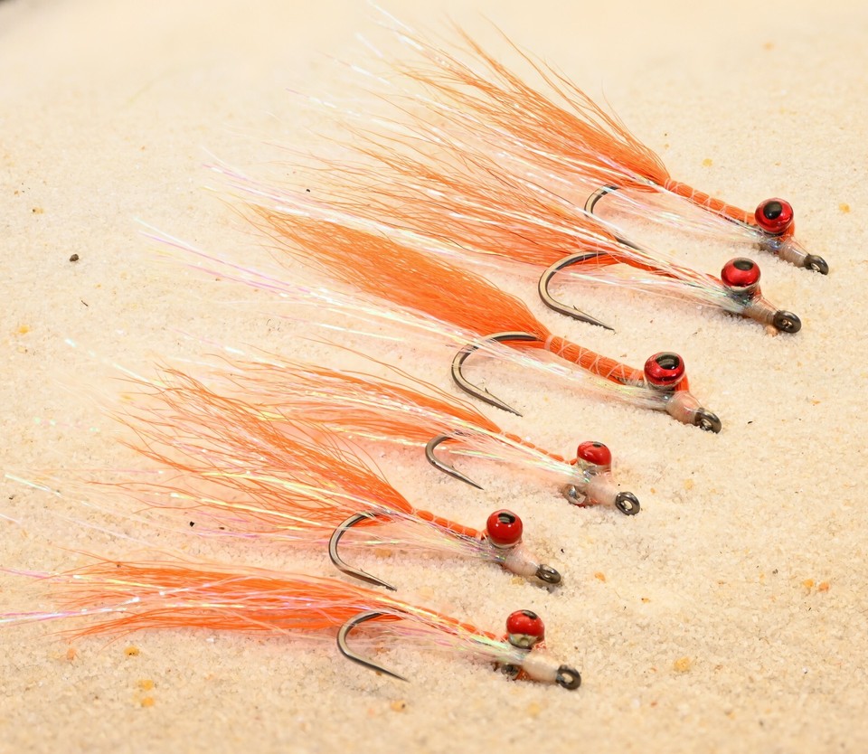 6ct - Orange & Crystal Clouser Minnow Flies - Mustad Saltwater Duratin ...