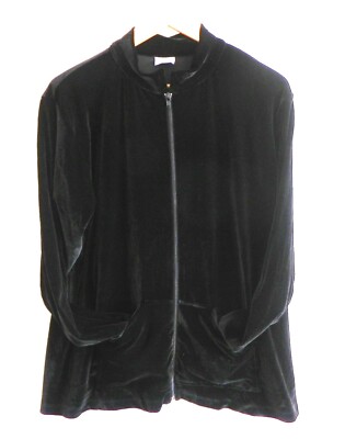 New Blooming Babies Velvet Jacket Full Zip Black Pockets Size L | eBay