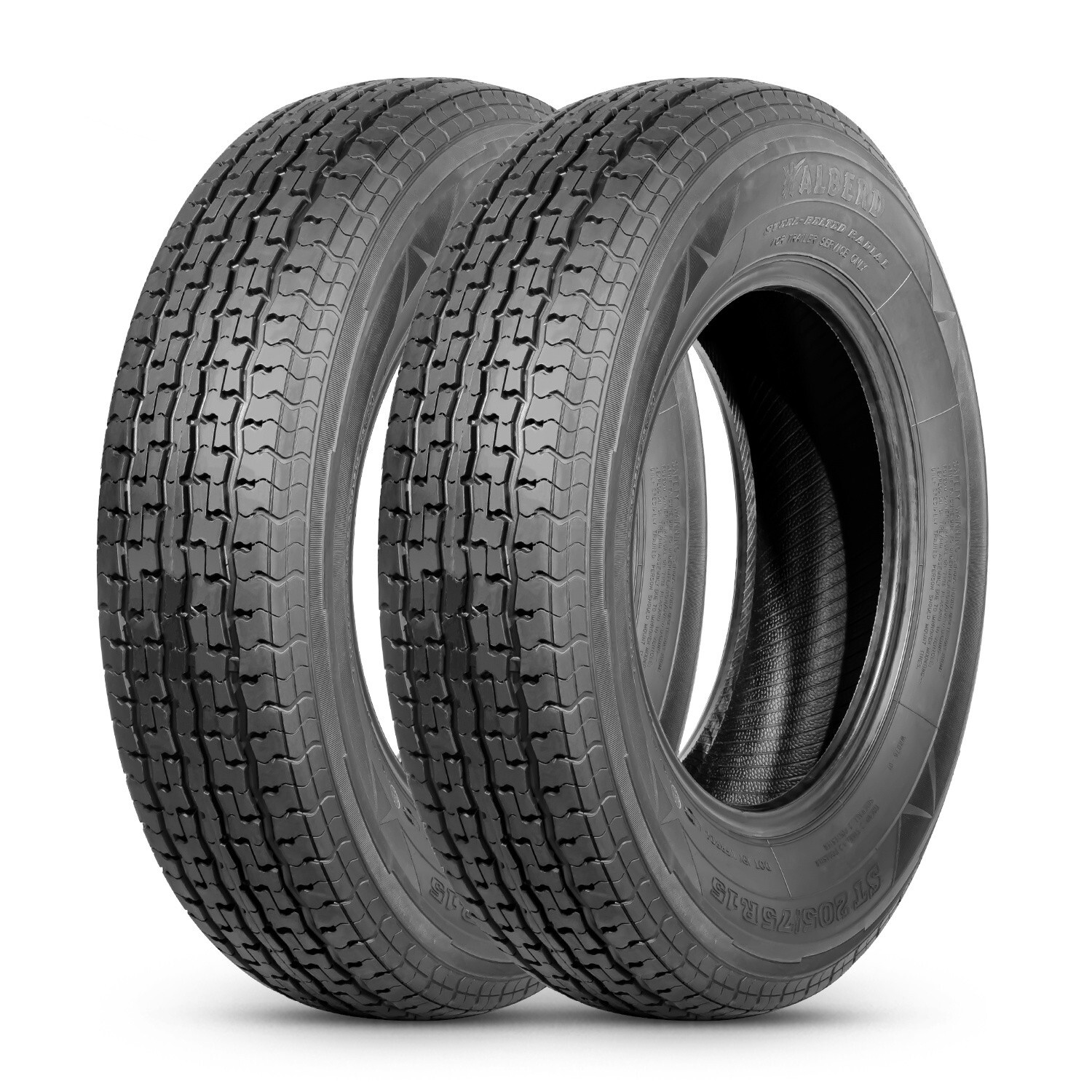 2-Pack Trailer Tires ST205/75R15 Radial 8PR HD Tubeless Load Range D RV ...