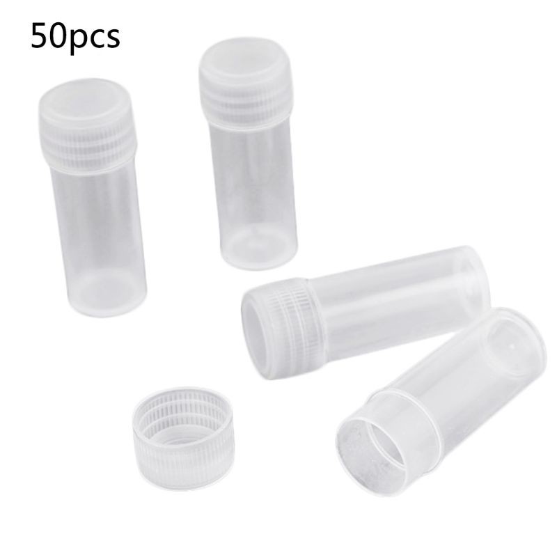 50 Pcs 5ml Plastic Sample Bottle Small Barrel Test Tube Vials Storage ...