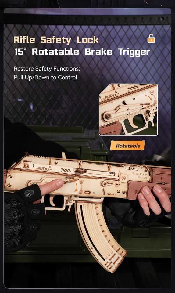 ROKR 3D Wooden Puzzle AK-47 Submachine Gun for Teens / Adults DIY Best ...