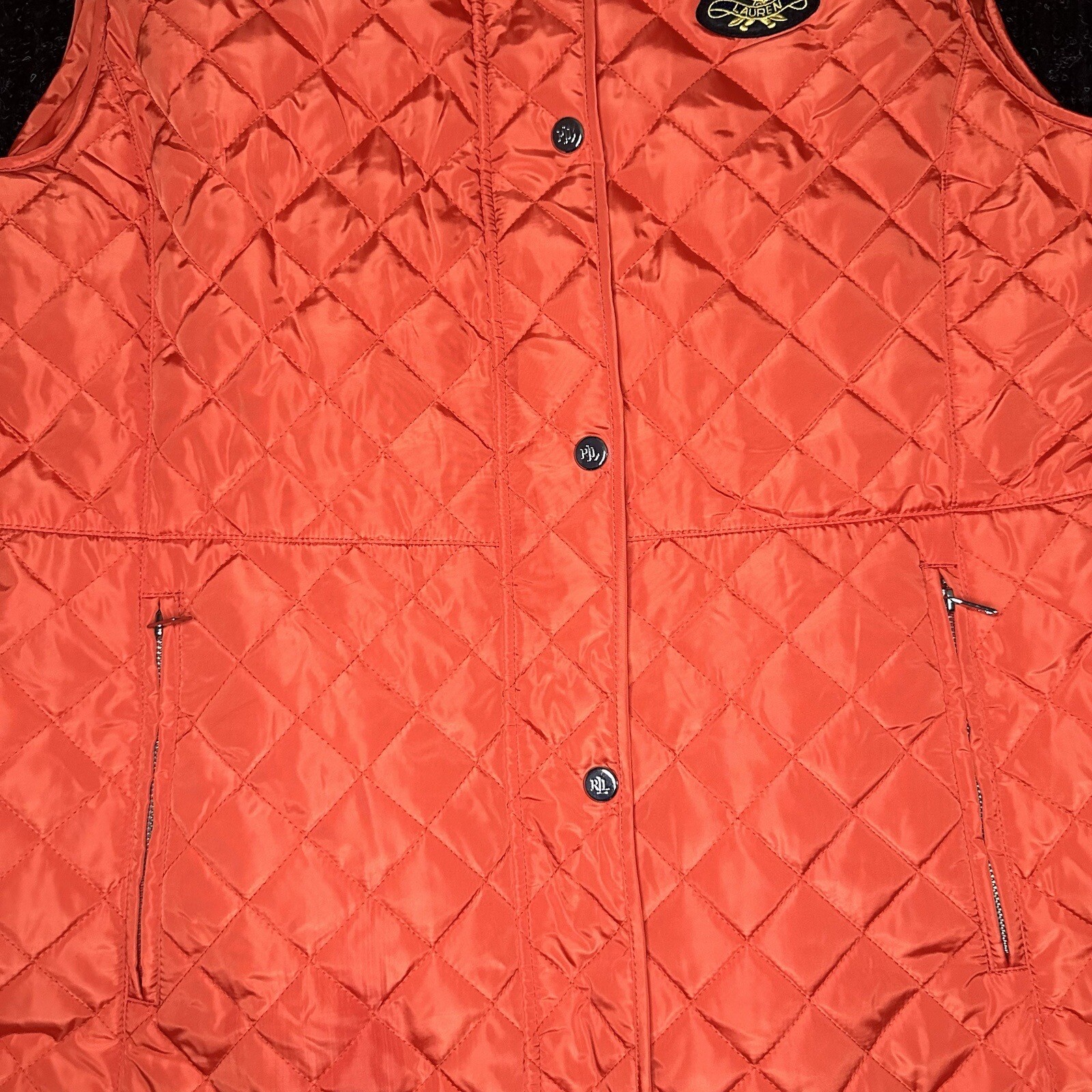Polo Ralph Lauren Quilted Vest Womens Orange Insulat… Gem