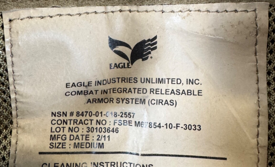 New Eagle Industries MC (Land) CIRAS Vest Plate Carrier Coyote Medium ...