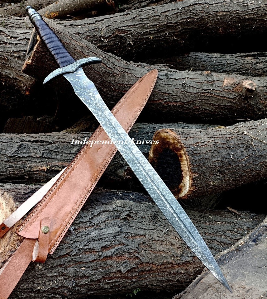 Crafted Razor Sharpe Sword 31' Real Damascus Steel Full Tang Sword With ...