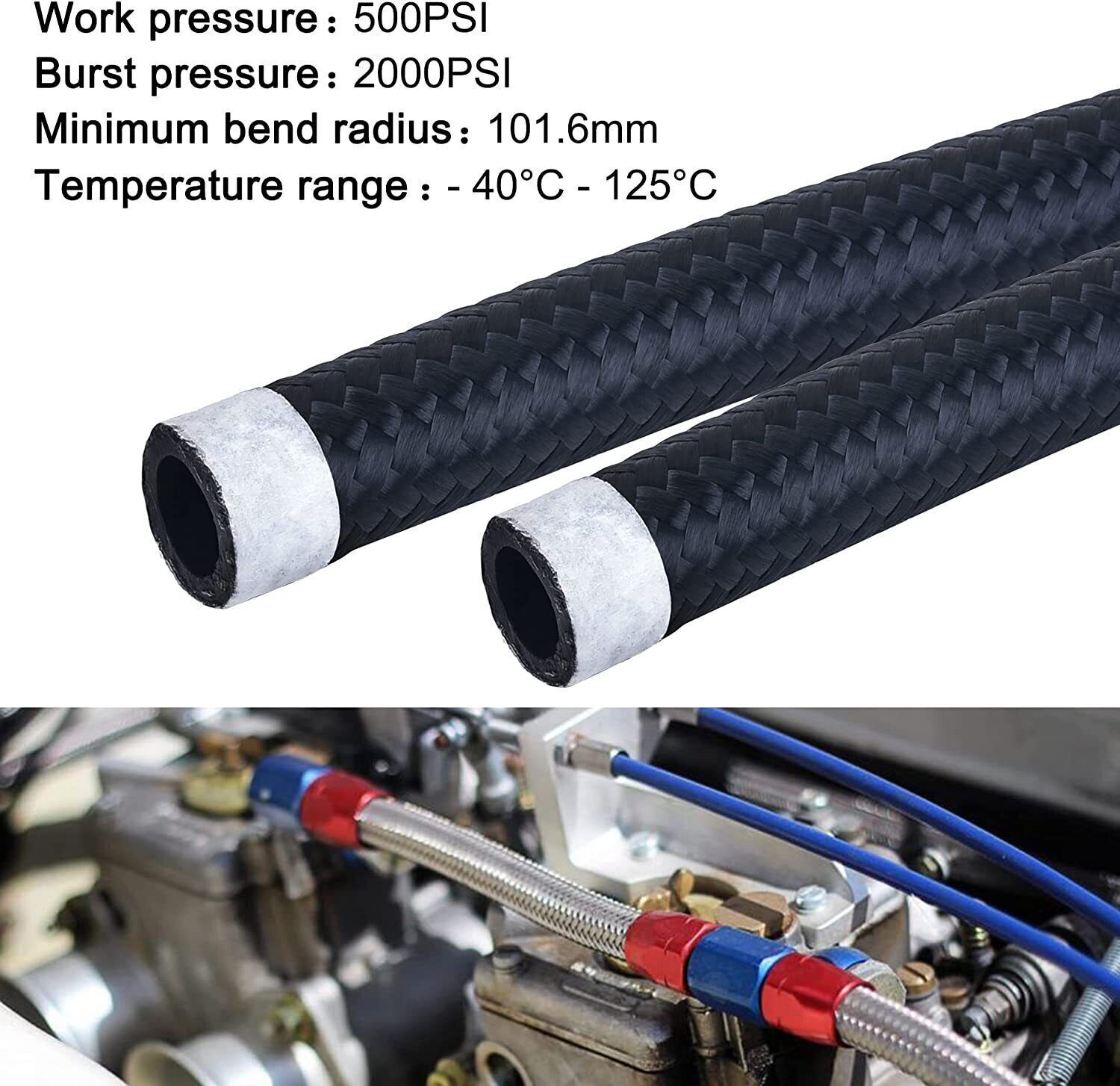 16Ft 5/8" Stainless Steel Braided Tube Nylon Fuel Line Kit w/ 6pcs 10AN ...