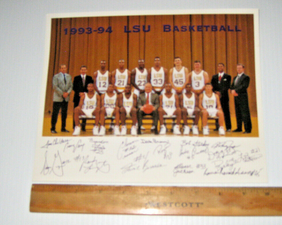 1993-94 Publicity Photograph LSU Basketball Team & Coaches Signatures ...