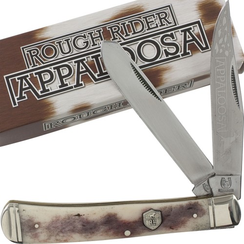 Rough Rider Brown Appaloosa Trapper Pocket Knife RR1406 2 Blades | eBay