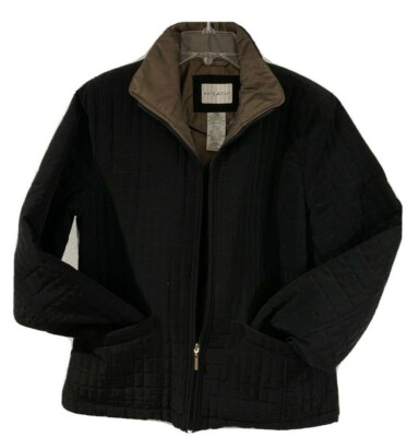 White Stag Black Jacket Coat Small 4/6 Zip Front Womens Long Sleeve ...