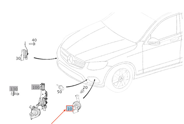 MERCEDES-BENZ GLC X253 LEFT FRONT HORN A2535422200 ORIGINAL for sale ...