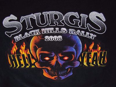 Sturgis 2008 Black Hills Rally 2XL Shirt Hell Yeah Skull Flames | eBay