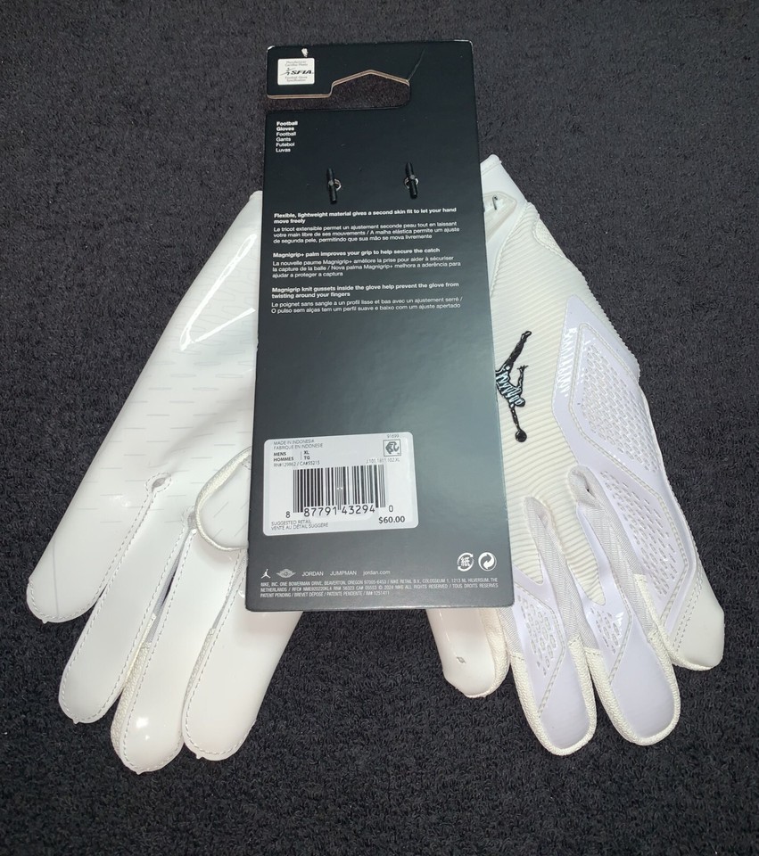 NIKE AIR JORDAN FLY LOCK 2.0 FOOTBALL GLOVES #1011811 102 XL WHITE NWT ...