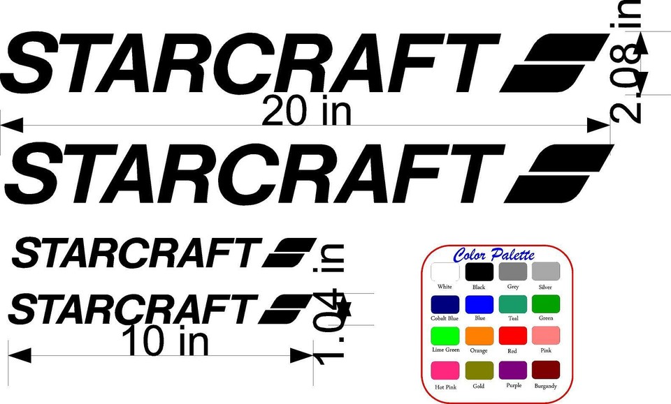 Set of (4) STARCRAFT BOAT HULL DECALS Custom color fishing watersports ...