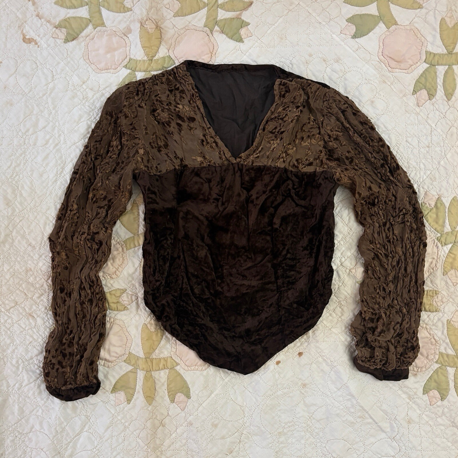 Antique 1900s 1910s 1920s Devore Velvet/Silk Chiffon … - Gem