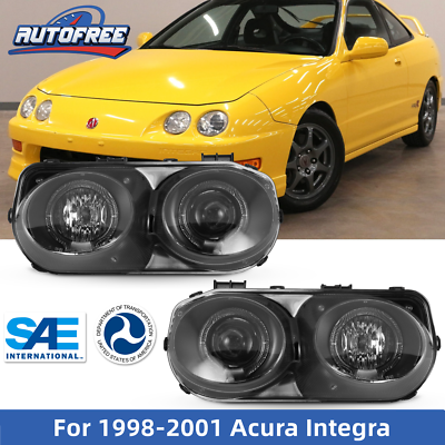 For 1998-2001 Acura Integra Headlights Front Projector Halo Headlamp ...