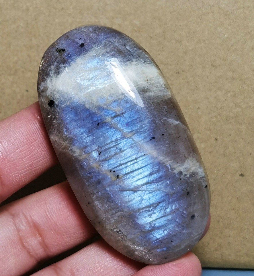 Rare Blue Flash Rainbow Moonstone Palm Reiki Gem Stone Healing | eBay