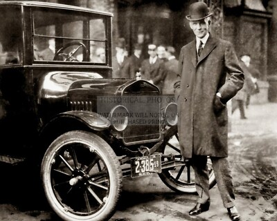 HENRY FORD STANDING NEXT TO HIS FORD MODEL T 1921 8X10 SEPIA PHOTO | eBay