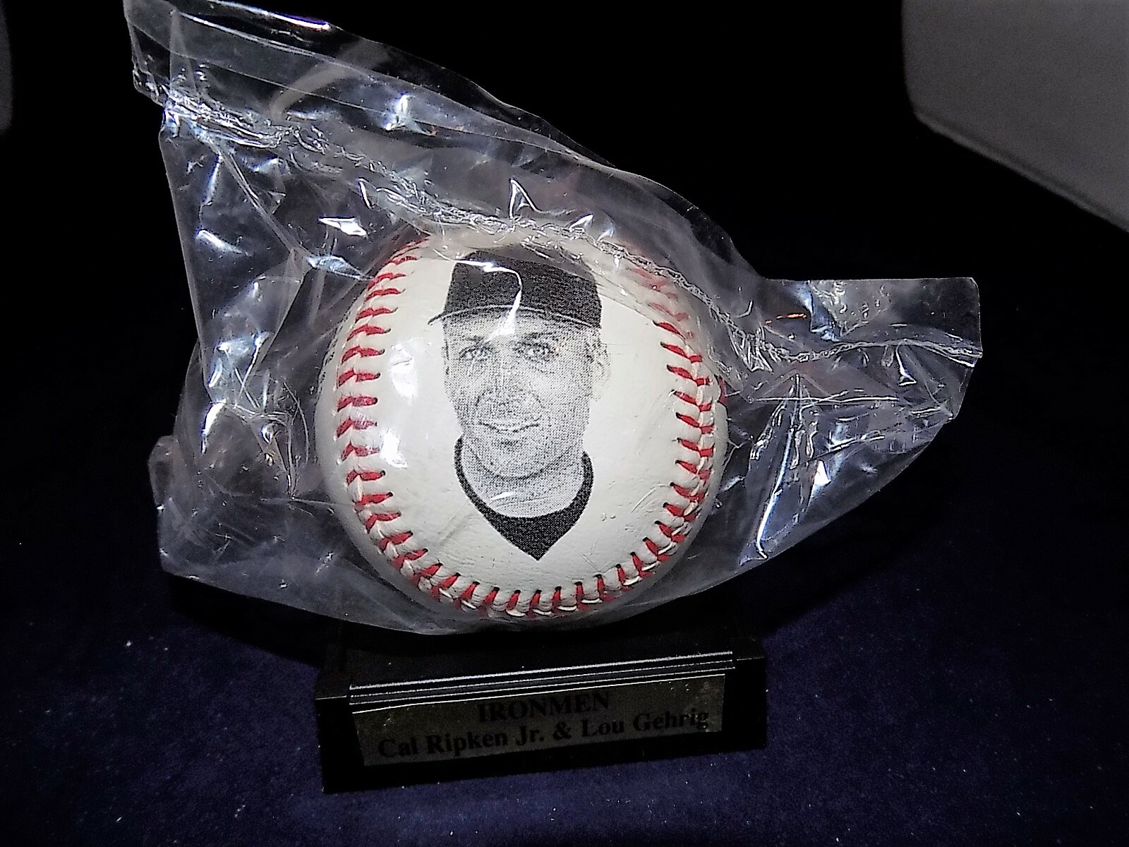 CAL RIPKEN JR./LOU GEHRIG COMMEMORATIVE BASEBALL w/ display stand, CoA ...