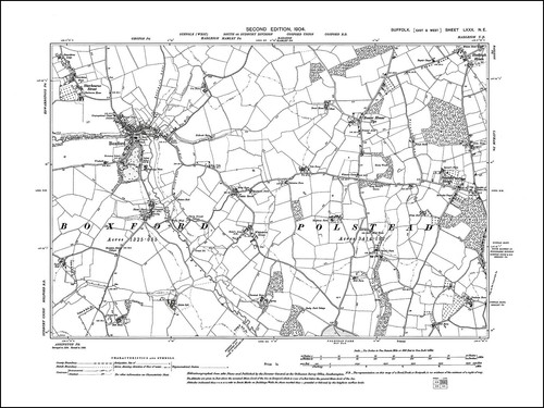 Boxford, Polstead Heath, old map Suffolk 1905: 80NE repro | eBay