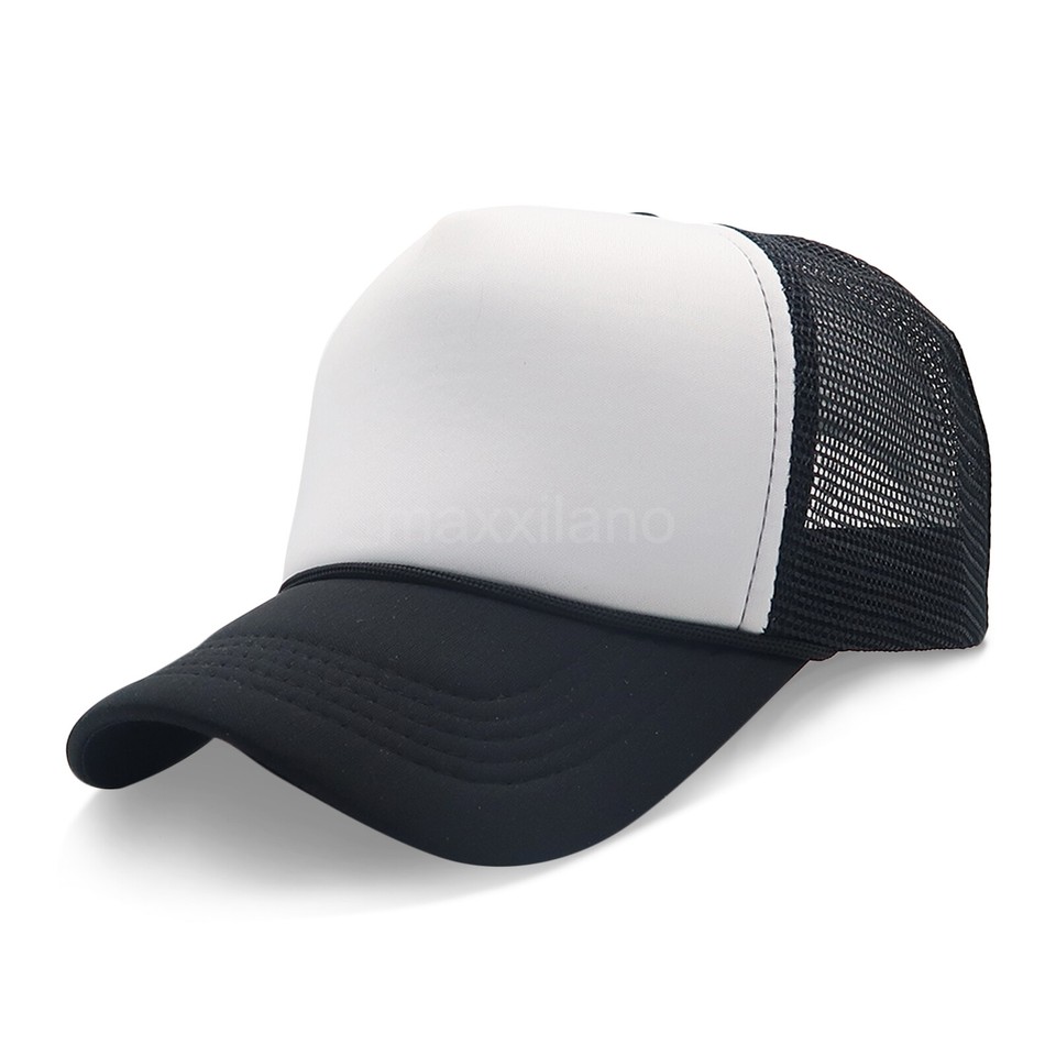 Trucker Hat Foam Mesh Baseball Cap Snapback Adjustable Plain Solid Men ...