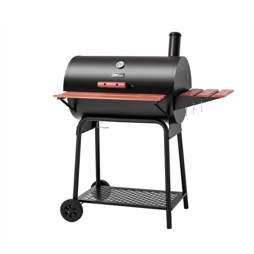 Royal Gourmet Barrel Charcoal Grill with Wood-Painted Side & Front ...