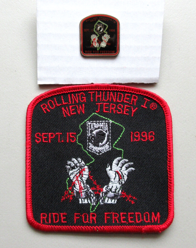 🔥VINTAGE 1996 ROLLING THUNDER NEW JERSEY POW-MIA MOTORCYCLE RIDE PIN ...