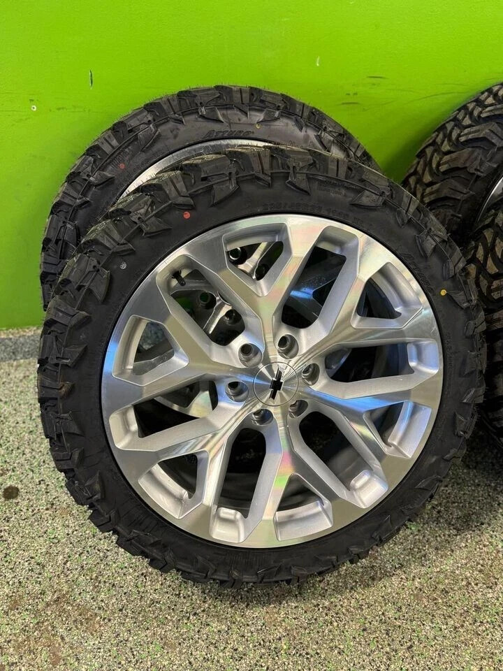 22" SNOWFLAKE WHEELS RIMS 2854522 MT TIRES CHEVY GMC RST TAHOE SIERRA ...