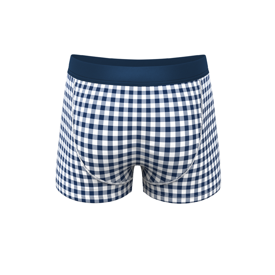 The Mad For Plaid: Navy Gingham Trunks with Ball Hammock® Pouch ...