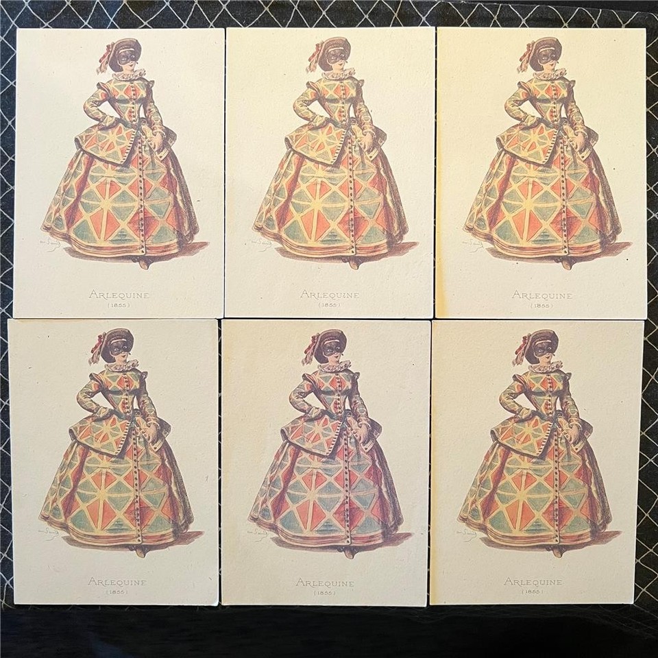 ARLEQUINE 1855 Note Cards Lot 6 Harlequin Comedia dell’arte Maurice ...
