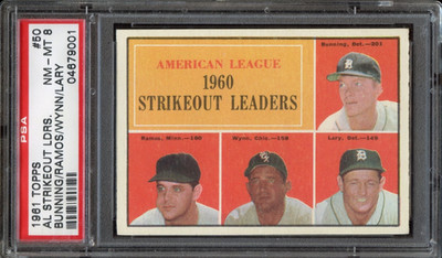 1961 Topps Jim Bunning/Early Wynn #50 (K Leaders) - HOF Registry - PSA ...