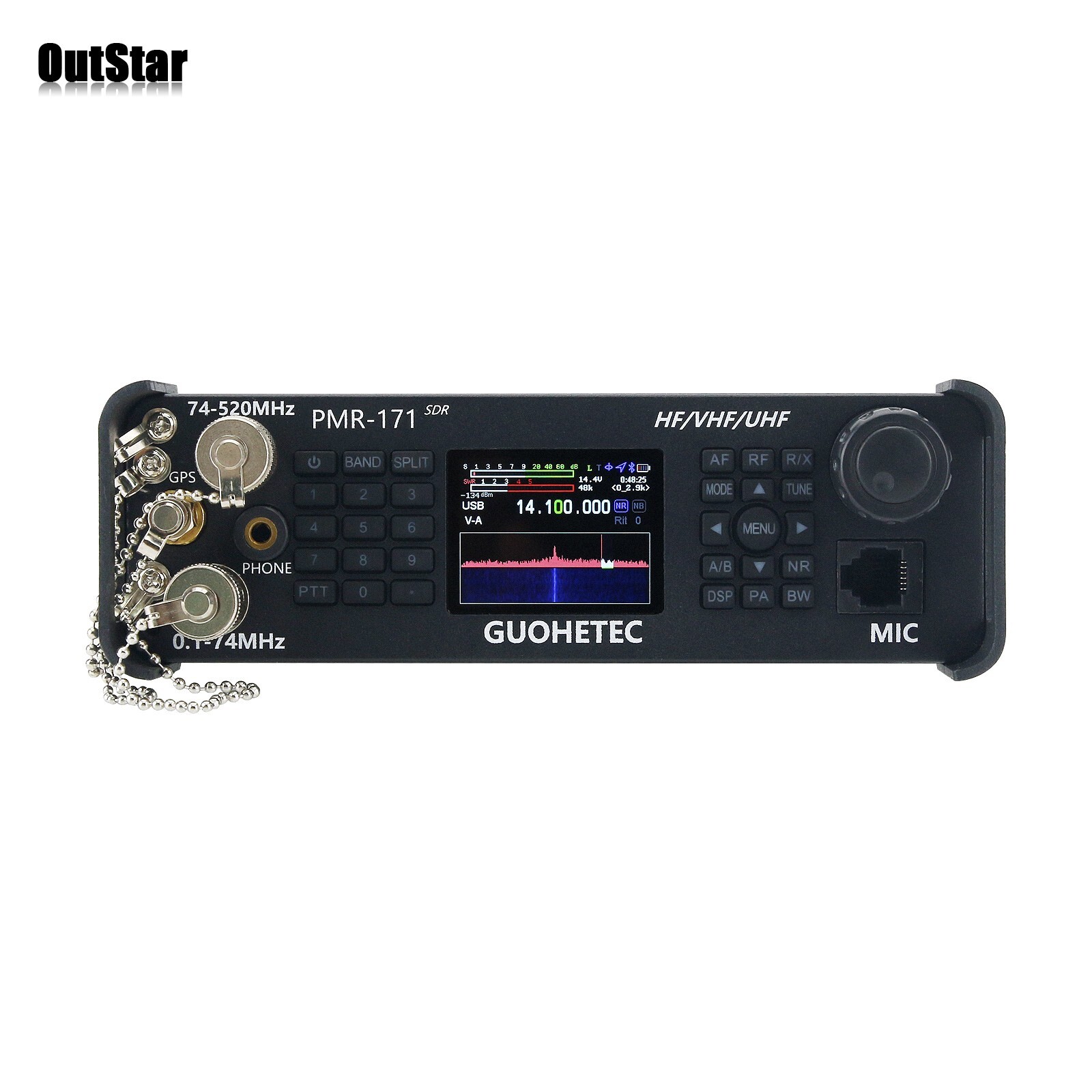 PMR-171 100KHz-2GHz 20W Tactical Radio SDR Transceiver GPS/Compass/DMR ...