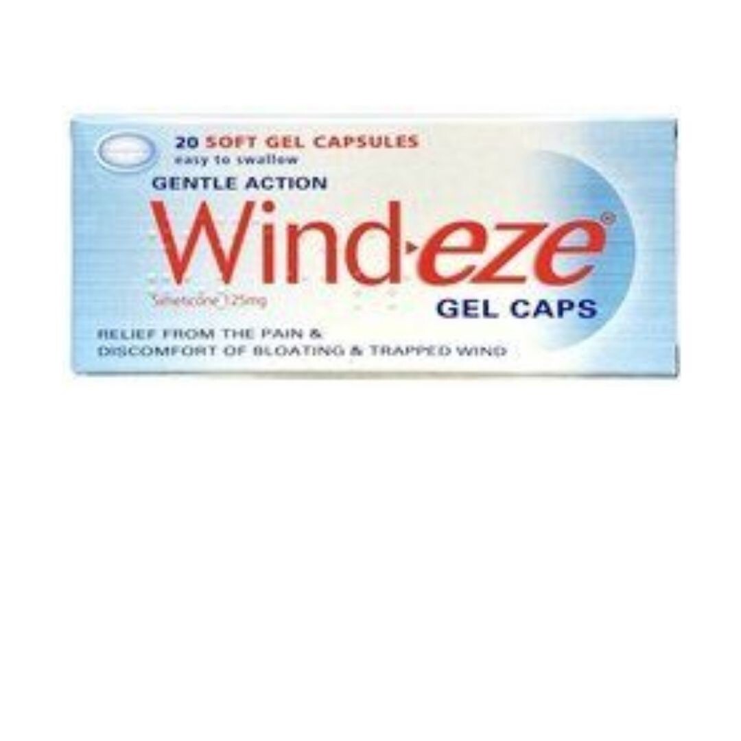 Wind-eze Gel Caps For Trapped Wind Discomfort of Bloating - 20 Gel ...