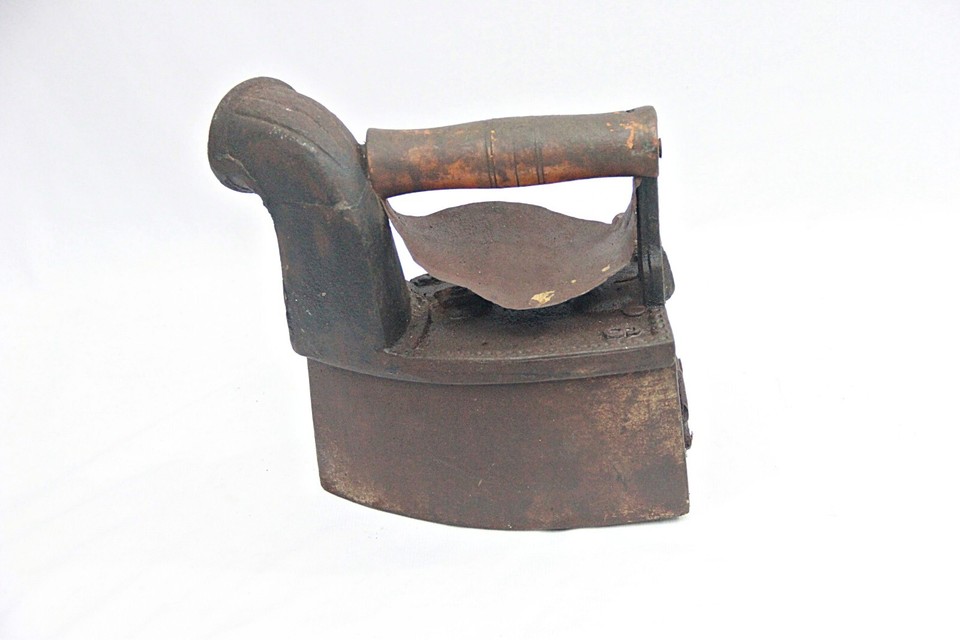 Rare Cast Iron Clothes Iron with Wooden Handle, Complete with Funnel ...