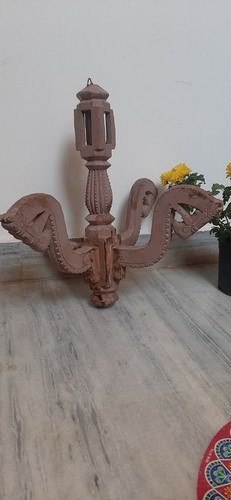 Antico IN Legno da Parete Lampadario a Bracci Dipinto Cavallo Viso ...