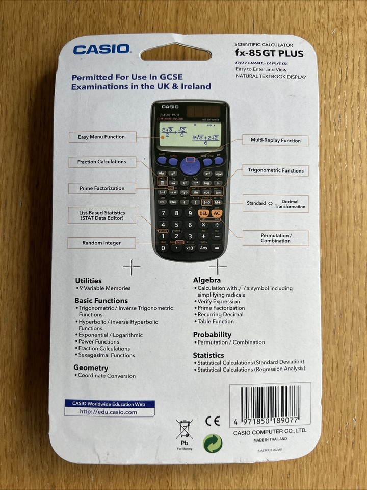 Casio FX-85GT Plus Scientific Calculator - Black - BRAND NEW SEALED ...
