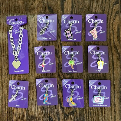 Silver Charm Bracelet with 10 Charms - NEW! Swibco | eBay