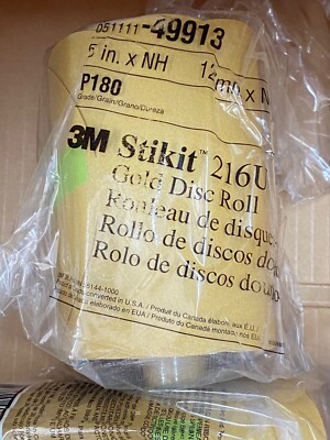 new 3M Stikit 216U (5" x NH) P180 Grit Gold 175 Disc Roll, Sanding ...