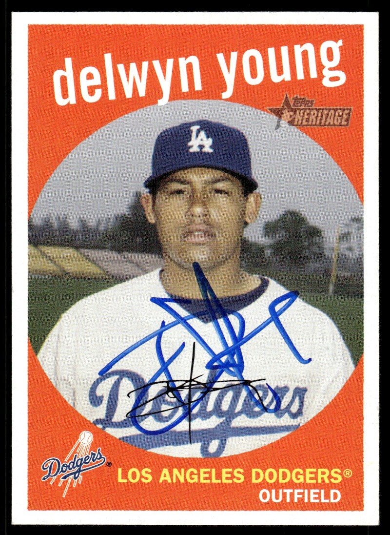 2008 Topps Heritage Delwyn Young Auto Los Angeles Dodgers #278 Signed ...