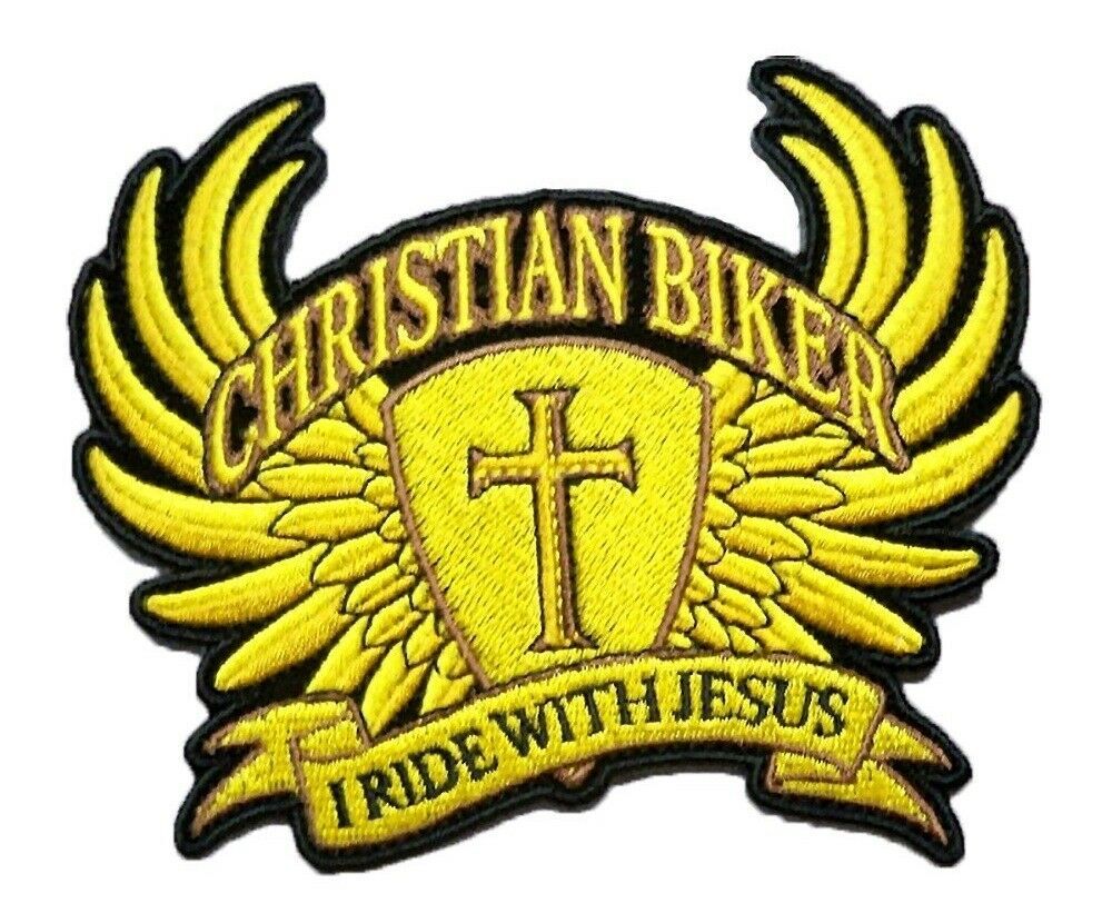 Christian Biker I Ride with Jesus Biker Motorcycle Embroidered patch ...