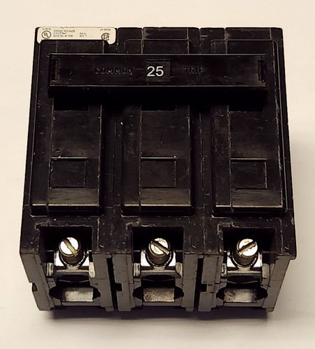 EATON CUTLER HAMMER QBHW3025H 3 Pole 25 AMP Type BA Circuit Breaker 240 ...