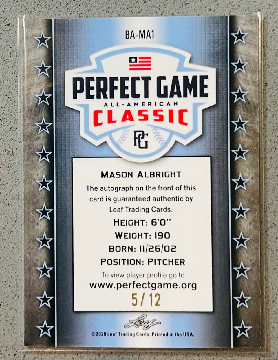 2020 Leaf Metal All-American #BA-MBA1 Mason Albright /12 Wave Perfect ...