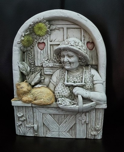 Carruth Studio? Cast Stone Lady with a cat | eBay