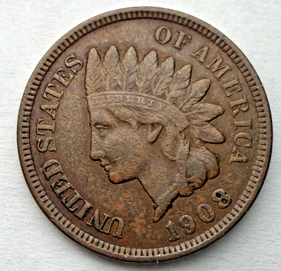 1908 Indian Head US 1c ~ Extra Fine / EF DTLS?~ 1+ Diamond ~ 1 Coin ...