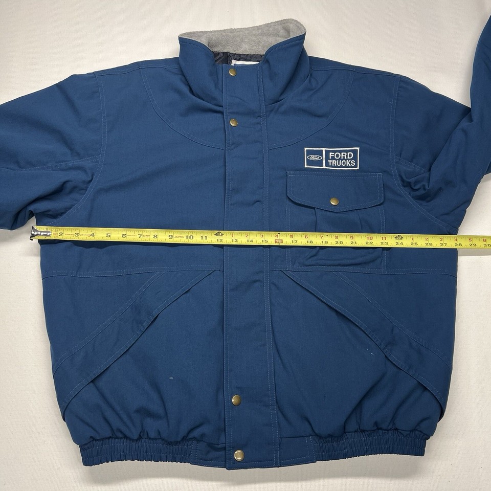 VTG Ford Jacket Mens XL Blue Full Zip Factory Uniform Workwear Truck ...