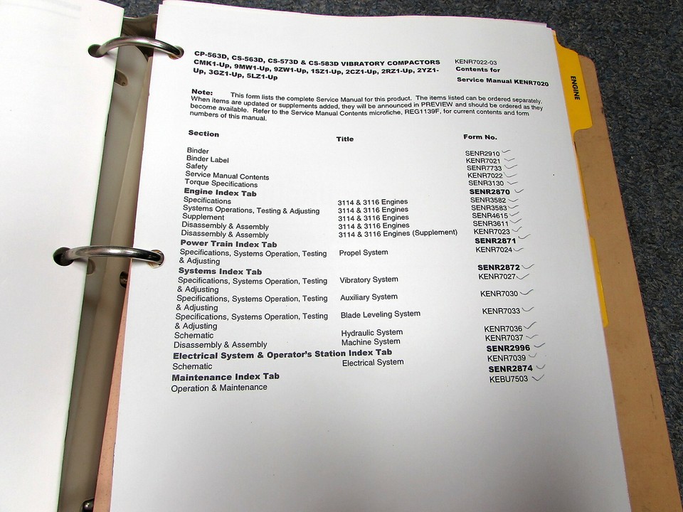 Caterpillar Cat CP-563D CS-563D CS-573D CS-583D Compactors Service ...