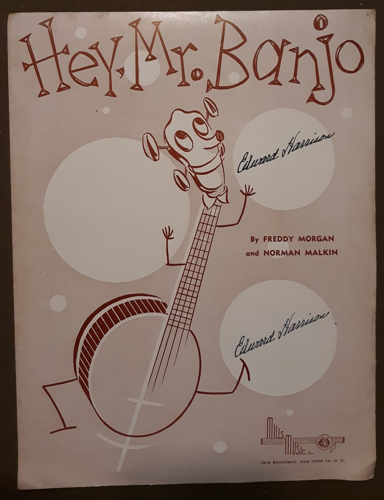 Hey, Mr. Banjo by Freddy Morgan and Norman Malkin 1955 vintage sheet ...